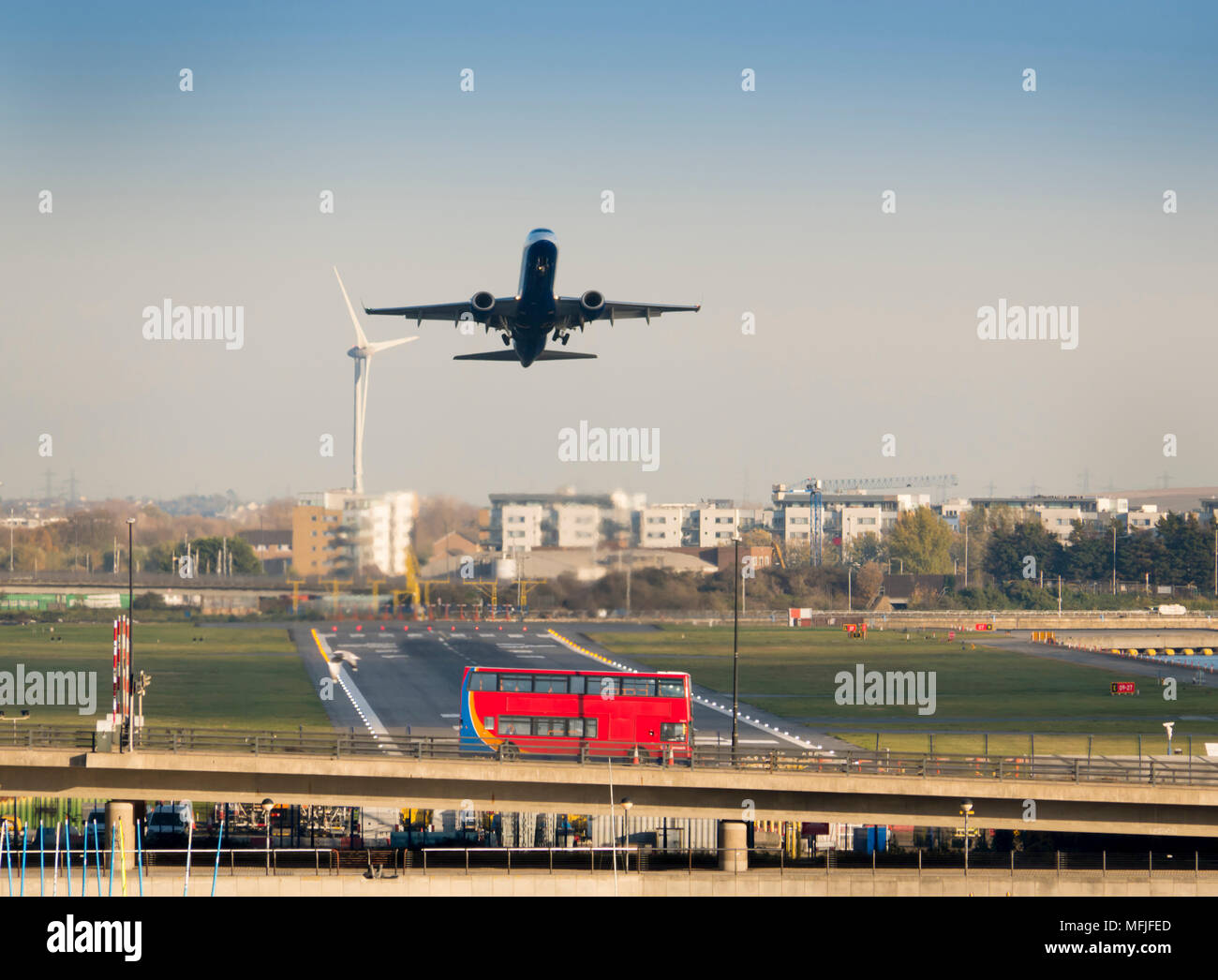 City Airport, Airbus A321 take off, London, England, United Kingdom ...