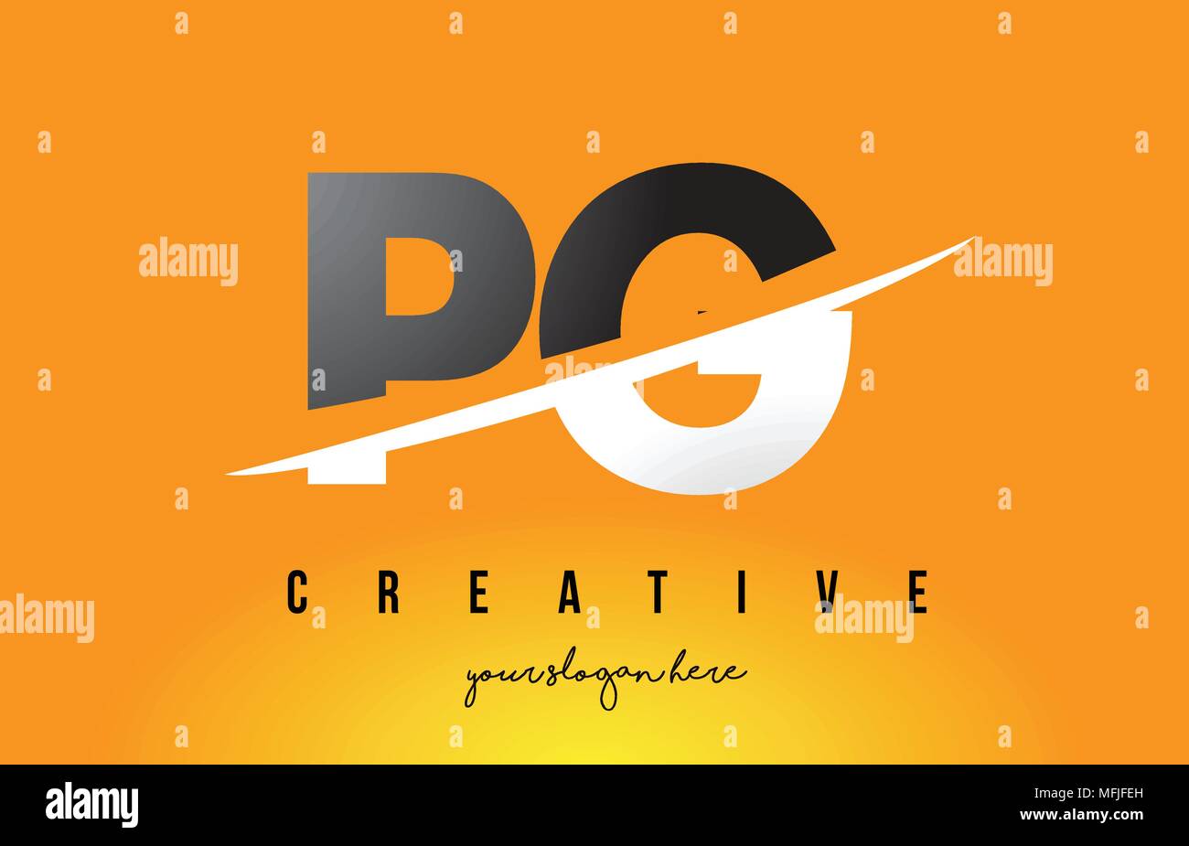 PG P G Letter Modern Logo Design with Swoosh Cutting the Middle Letters ...