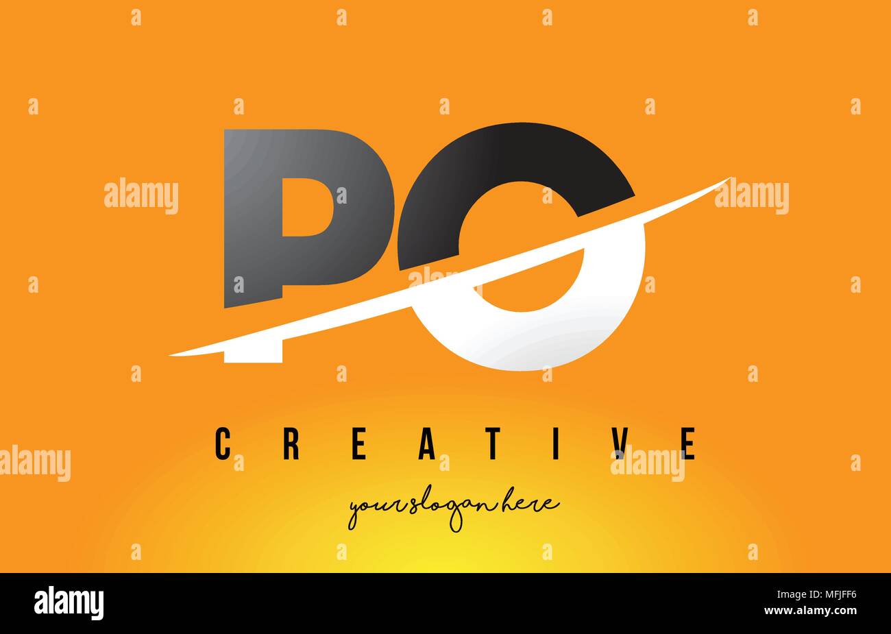 PO P O Letter Modern Logo Design with Swoosh Cutting the Middle Letters ...