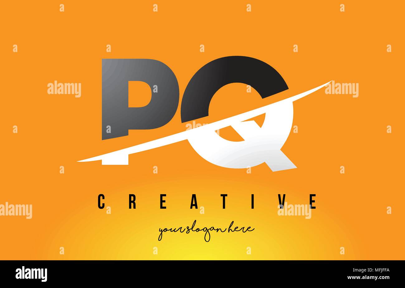 PQ P Q Letter Modern Logo Design with Swoosh Cutting the Middle Letters ...