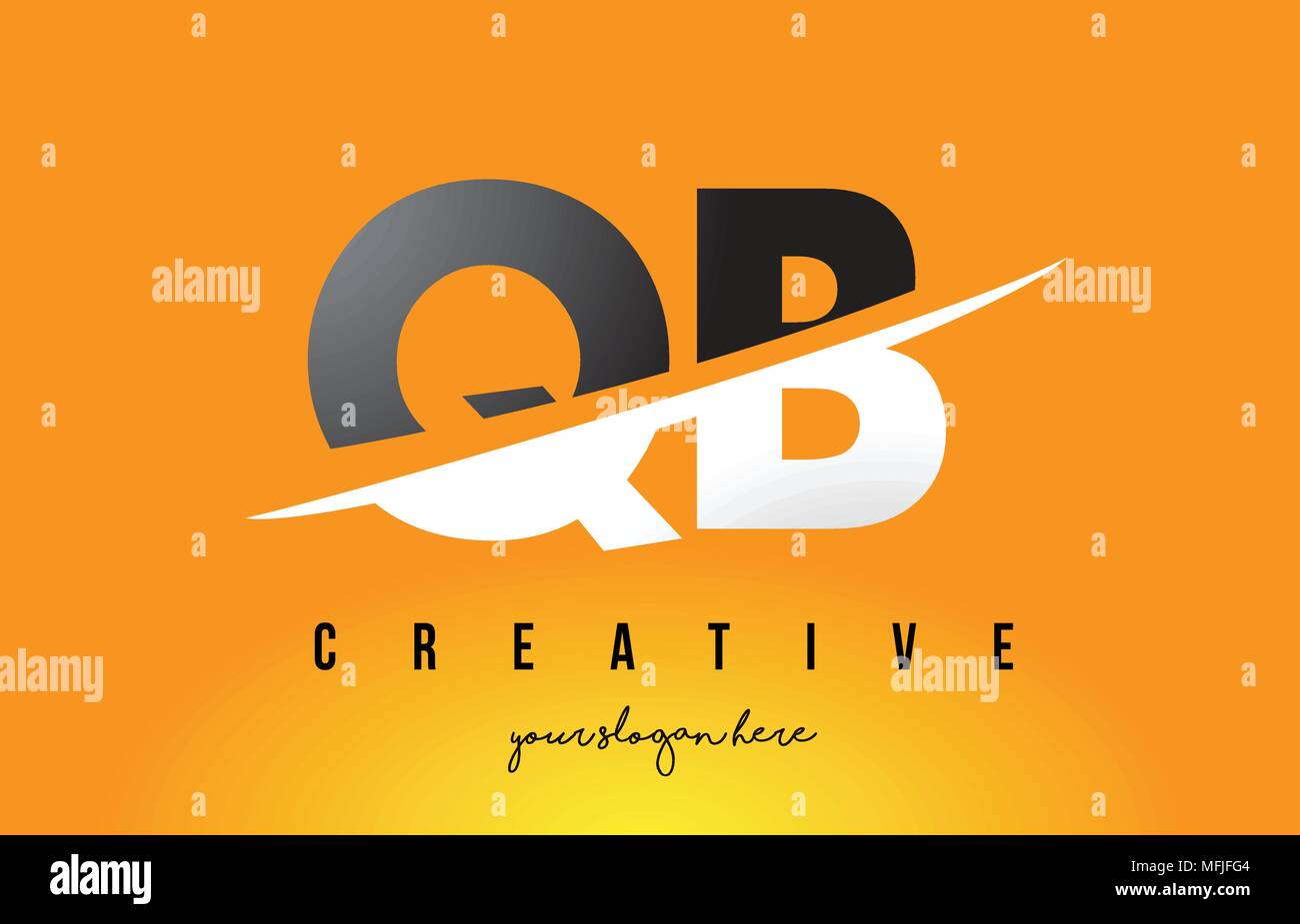 QB Q B Letter Modern Logo Design with Swoosh Cutting the Middle Letters ...