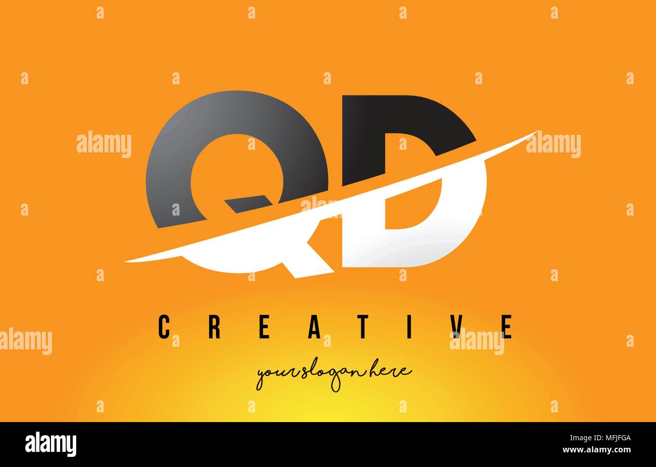 QD Q D Letter Modern Logo Design with Swoosh Cutting the Middle Letters ...