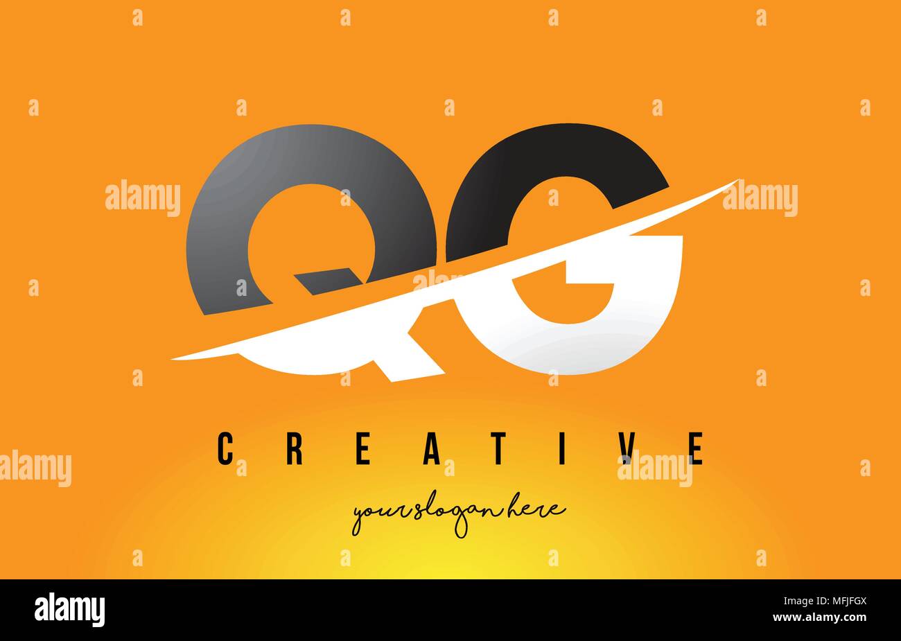 QG Q G Letter Modern Logo Design with Swoosh Cutting the Middle Letters ...