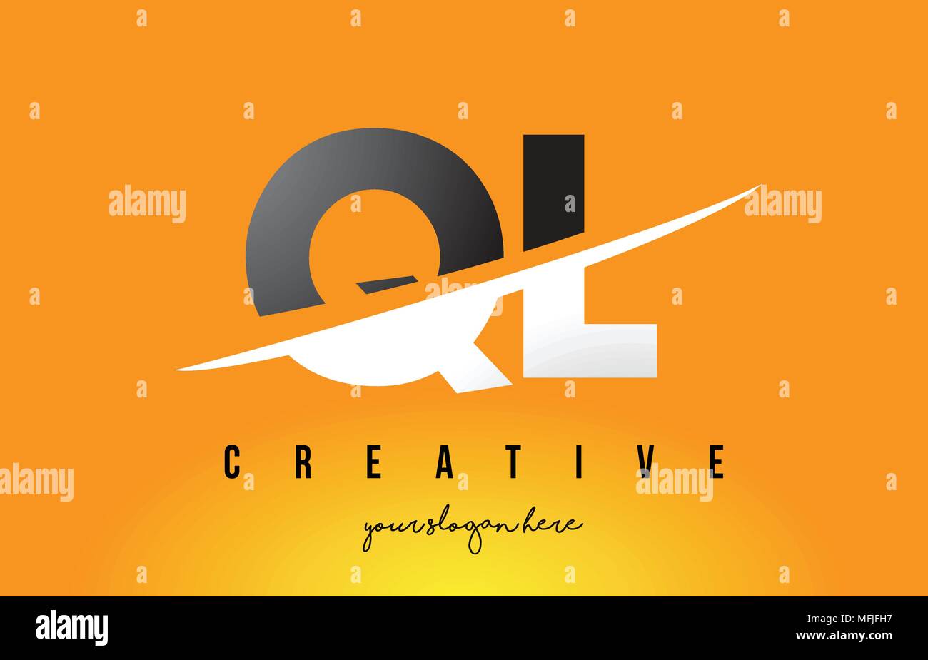 QL Q L Letter Modern Logo Design with Swoosh Cutting the Middle Letters ...