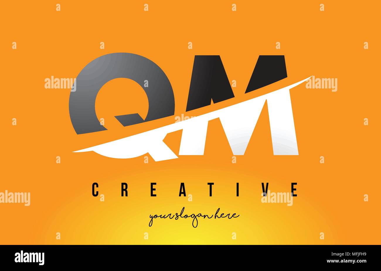 QM Q M Letter Modern Logo Design with Swoosh Cutting the Middle Letters ...