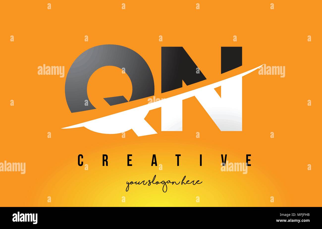 QN Q N Letter Modern Logo Design with Swoosh Cutting the Middle Letters ...