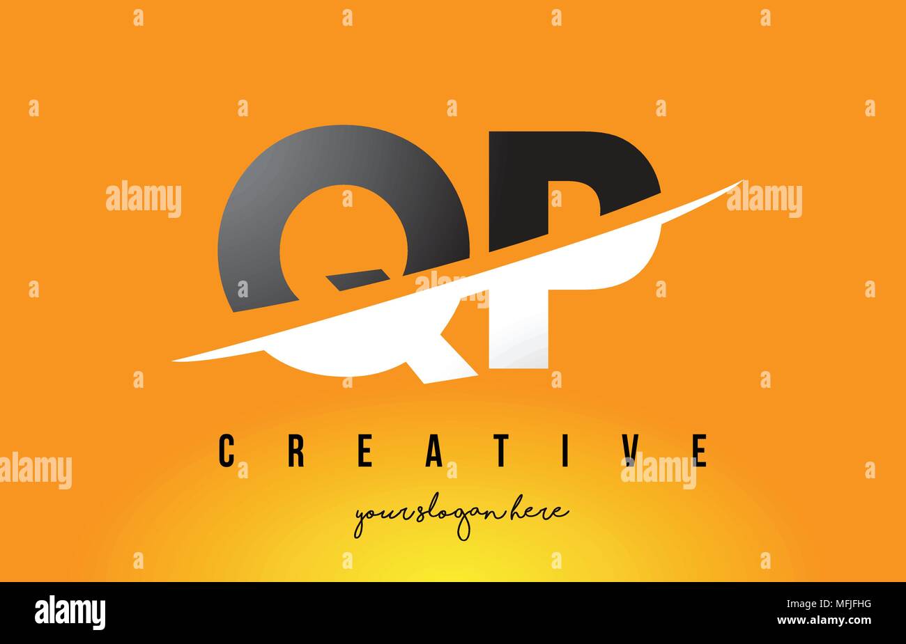 QP Q P Letter Modern Logo Design with Swoosh Cutting the Middle Letters ...