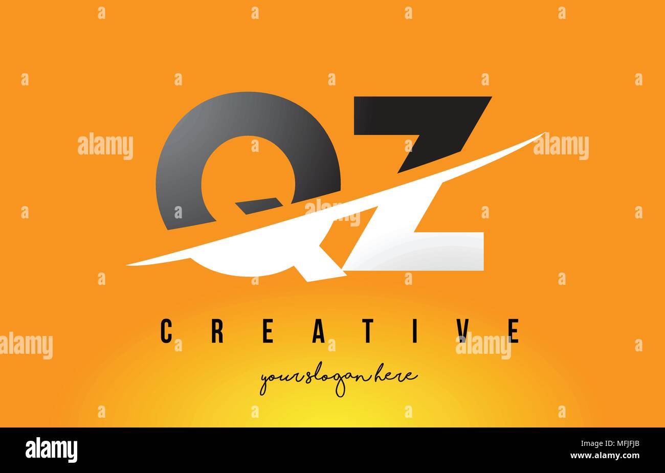 QZ Q Z Letter Modern Logo Design with Swoosh Cutting the Middle Letters ...