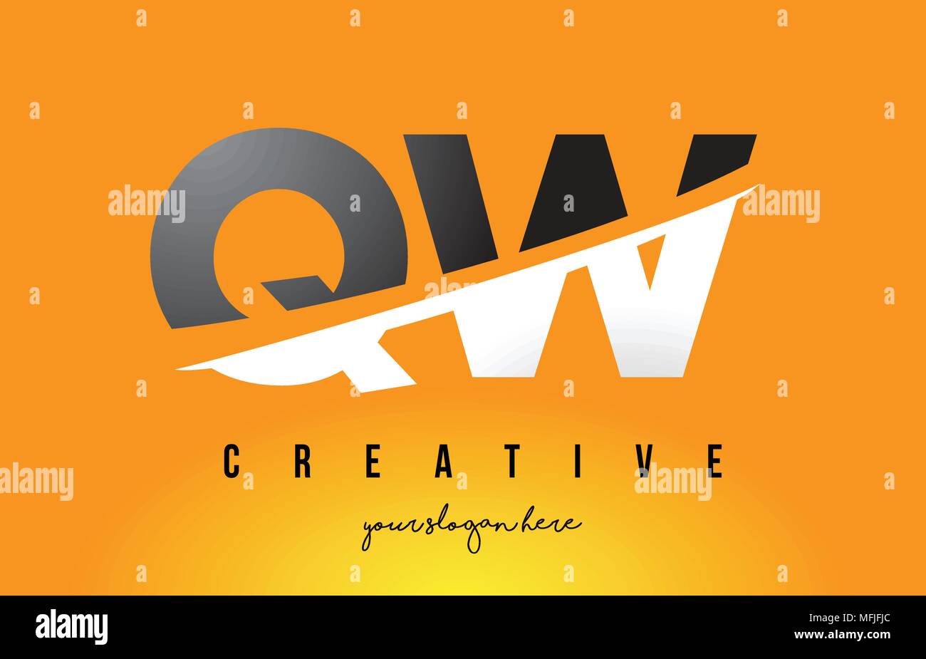 QW Q W Letter Modern Logo Design with Swoosh Cutting the Middle Letters ...