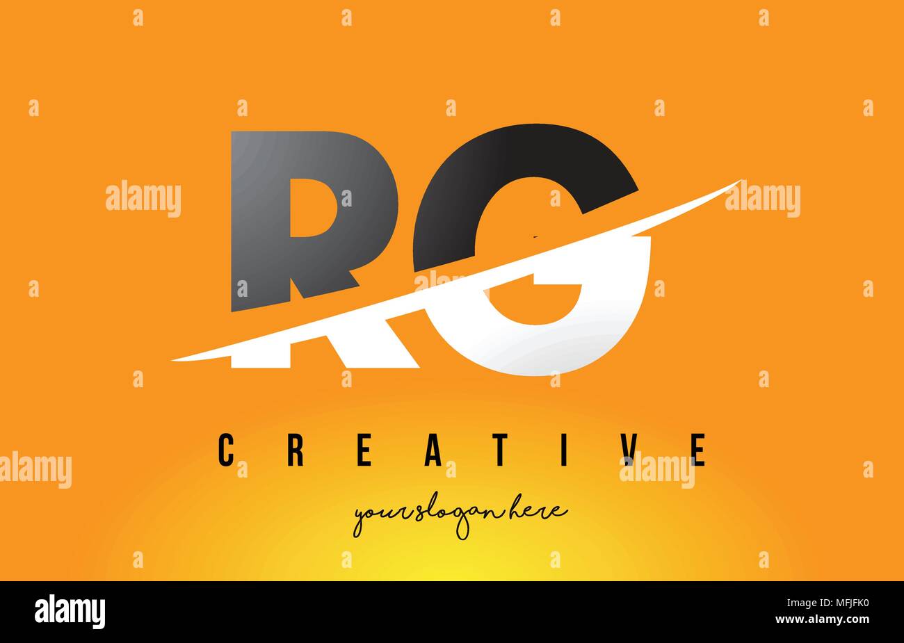 RG R G Letter Modern Logo Design with Swoosh Cutting the Middle Letters ...