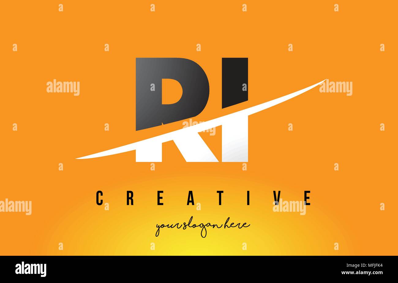 RI R I Letter Modern Logo Design with Swoosh Cutting the Middle Letters ...