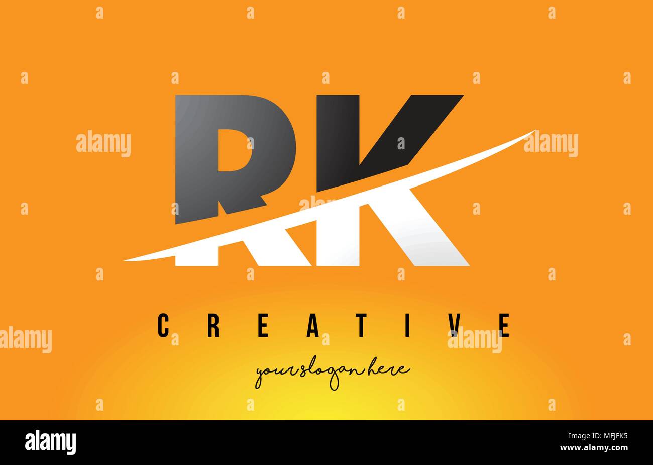 RK R K Letter Modern Logo Design with Swoosh Cutting the Middle Letters ...