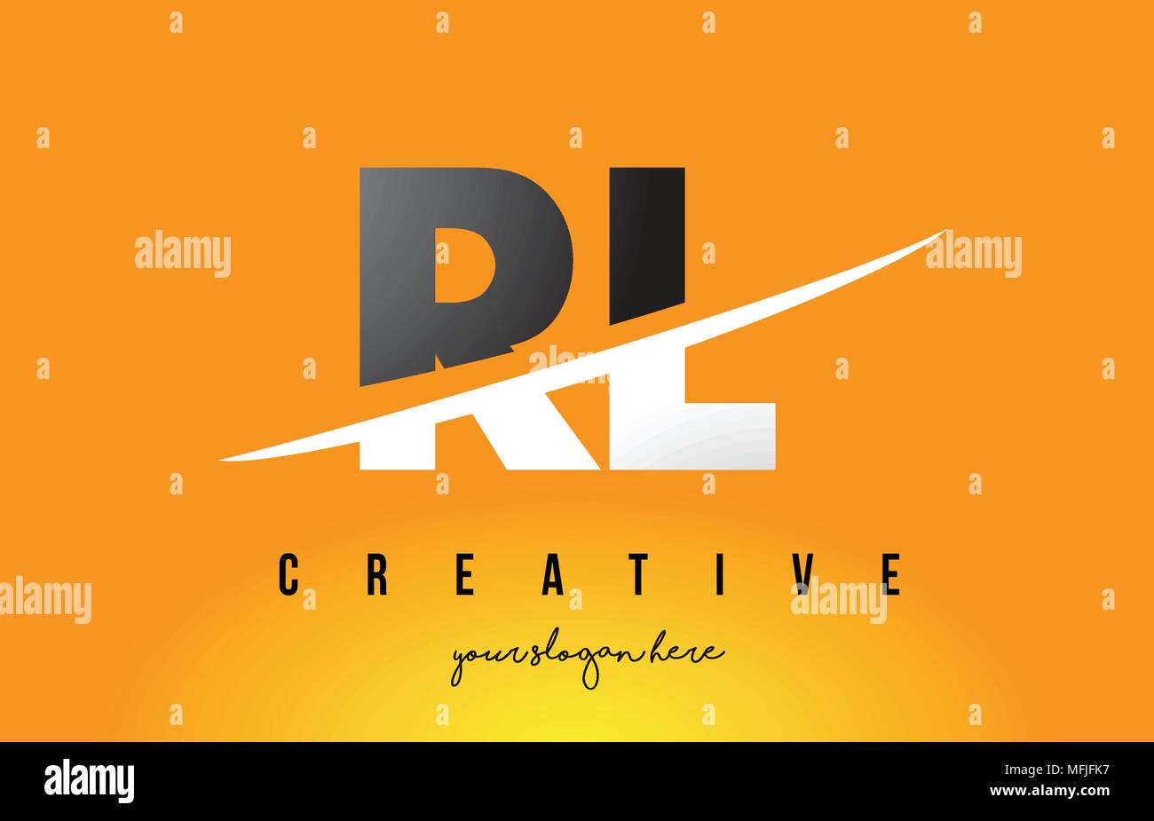 RL R L Letter Modern Logo Design with Swoosh Cutting the Middle Letters ...