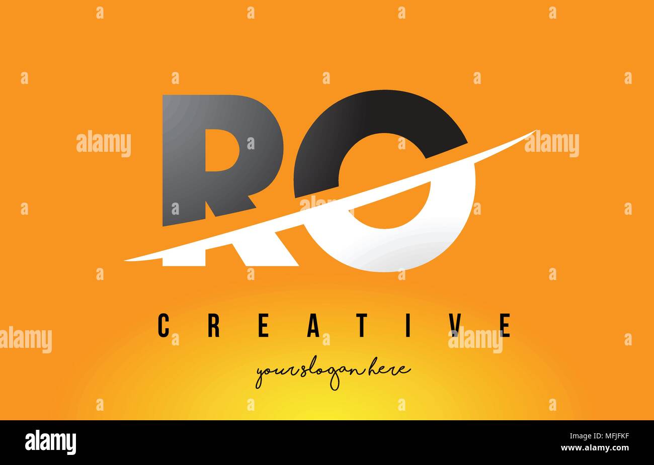 RO R O Letter Modern Logo Design with Swoosh Cutting the Middle Letters ...