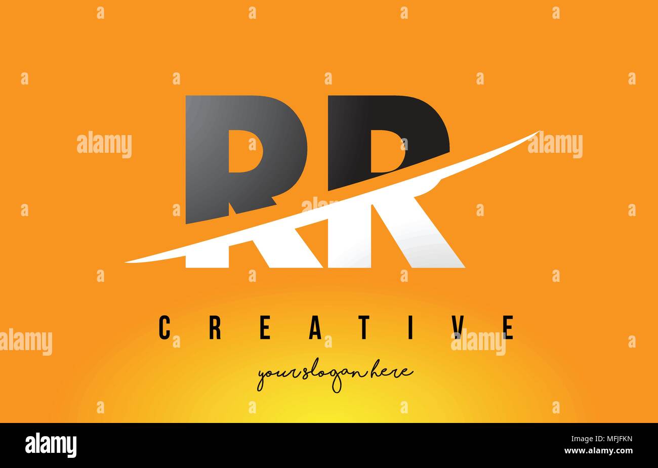 RR R Letter Modern Logo Design with Swoosh Cutting the Middle Letters ...