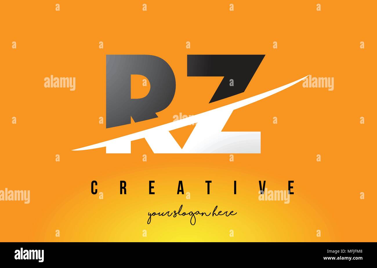 RZ R Z Letter Modern Logo Design with Swoosh Cutting the Middle Letters ...
