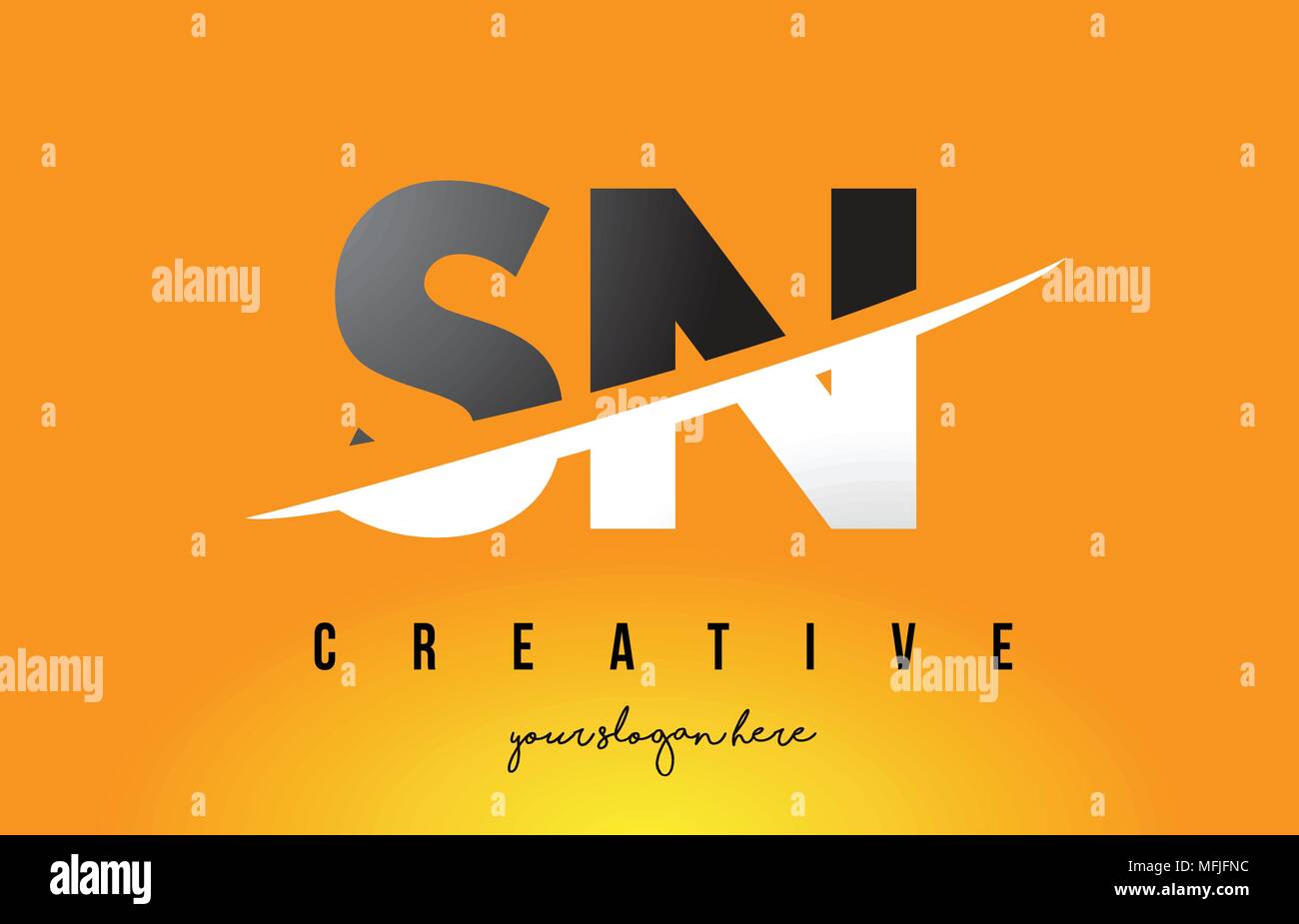 SN S N Letter Modern Logo Design with Swoosh Cutting the Middle Letters ...