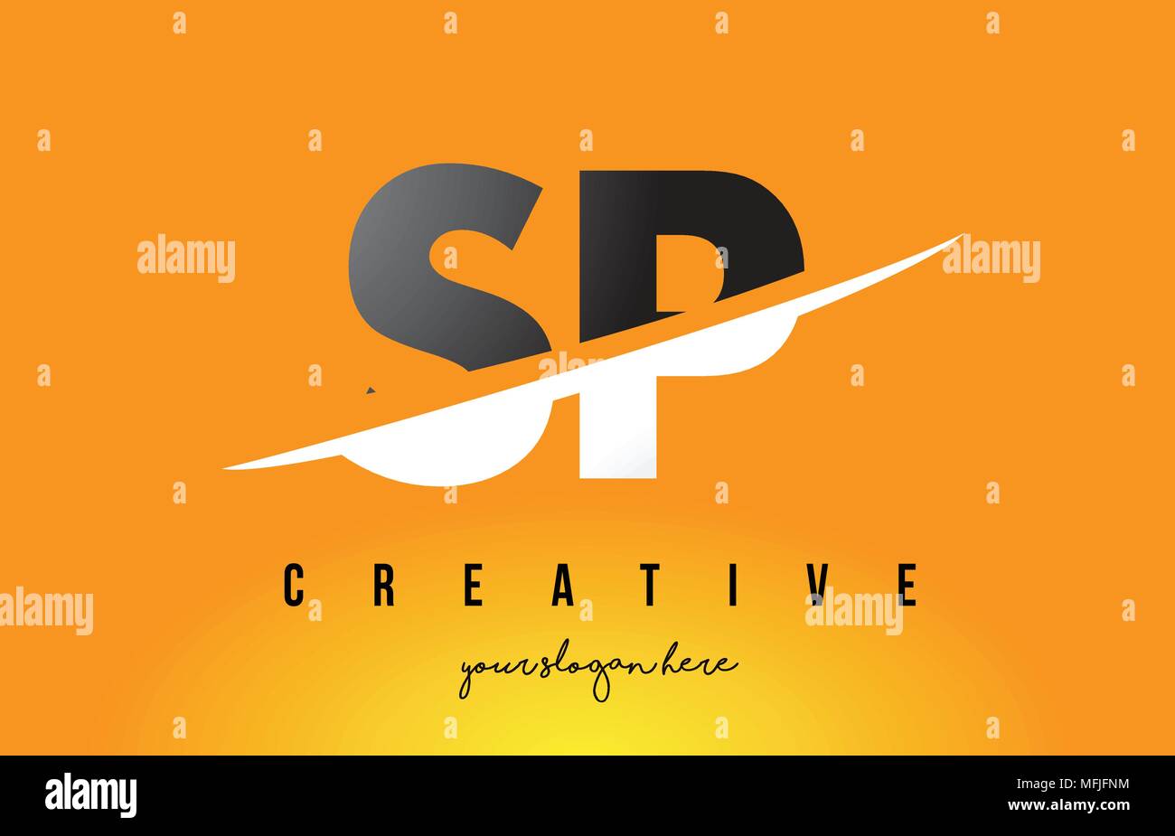 SP S P Letter Modern Logo Design with Swoosh Cutting the Middle Letters ...