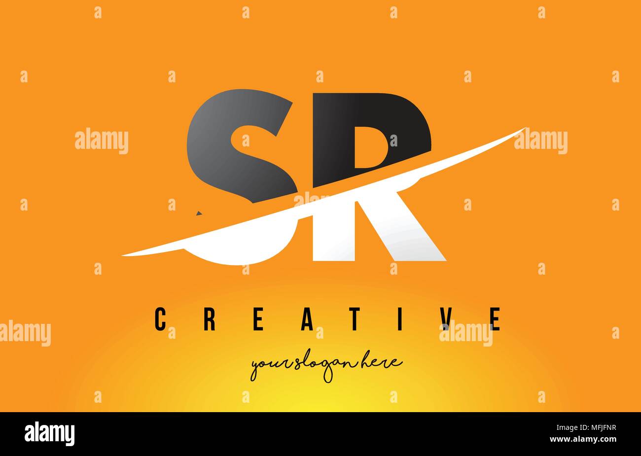 SR S R Letter Modern Logo Design with Swoosh Cutting the Middle Letters ...
