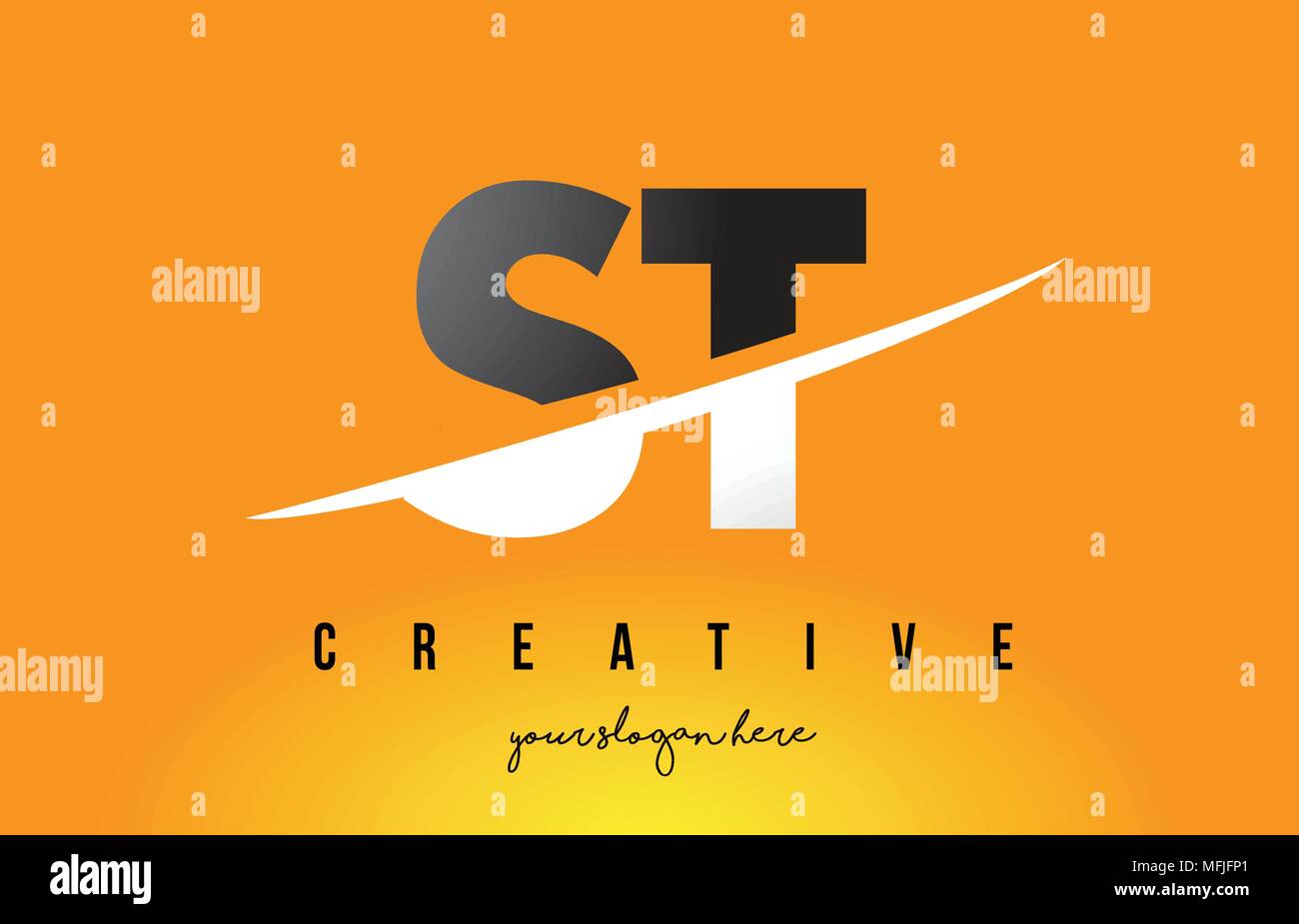 ST S T Letter Modern Logo Design with Swoosh Cutting the Middle Letters ...