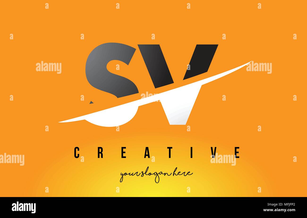 SV S V Letter Modern Logo Design with Swoosh Cutting the Middle Letters ...