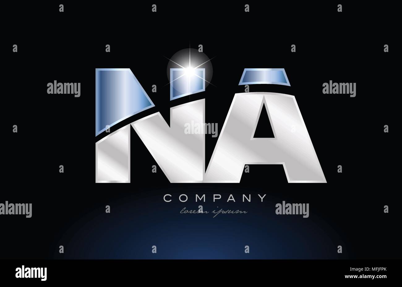 alphabet letter na n a logo design with metal blue color suitable for a ...