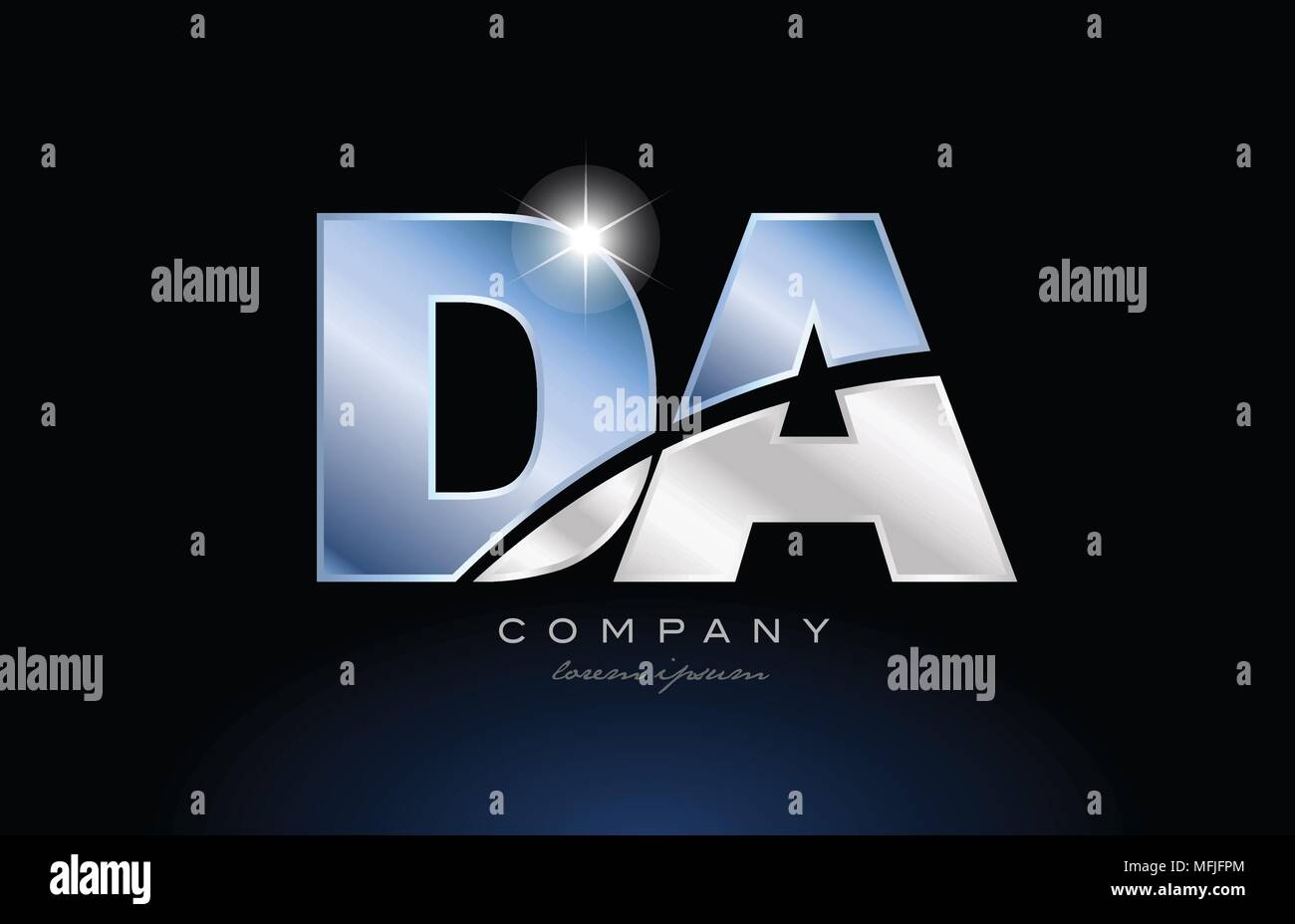 alphabet letter da d a logo design with metal blue color suitable for a ...