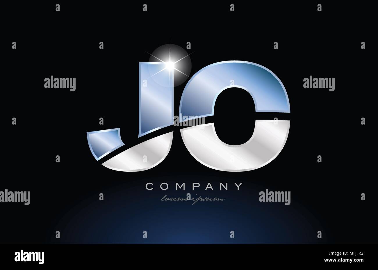 alphabet letter jo j o logo design with metal blue color suitable for a ...