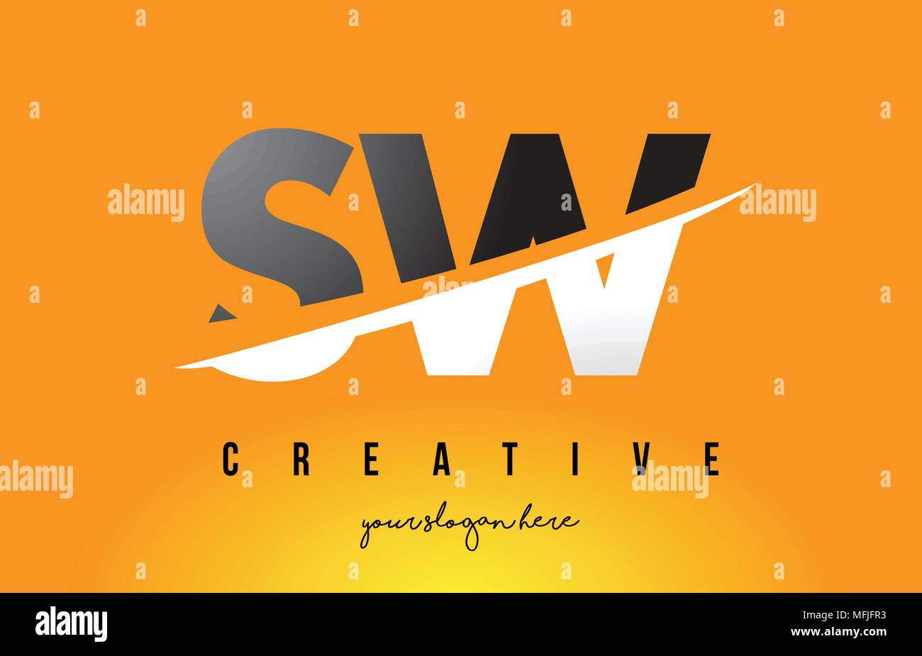 SW S W Letter Modern Logo Design with Swoosh Cutting the Middle Letters ...
