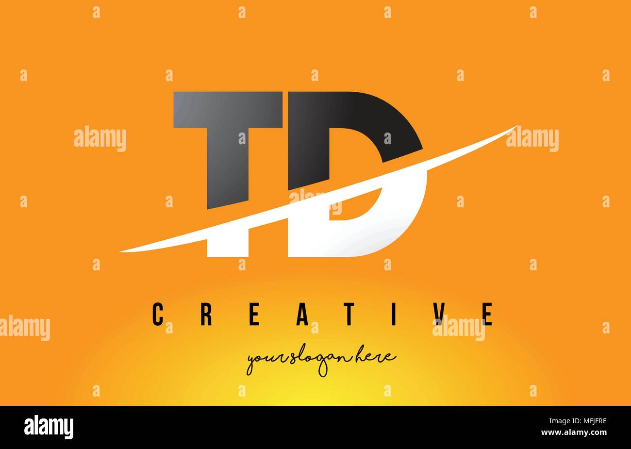 TD T D Letter Modern Logo Design with Swoosh Cutting the Middle Letters ...