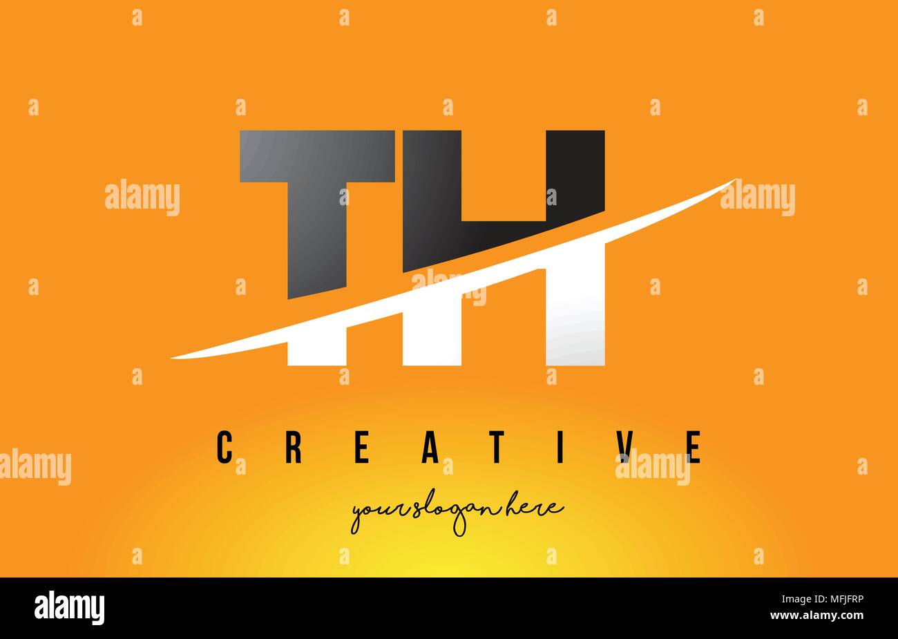 TH T H Letter Modern Logo Design with Swoosh Cutting the Middle Letters ...