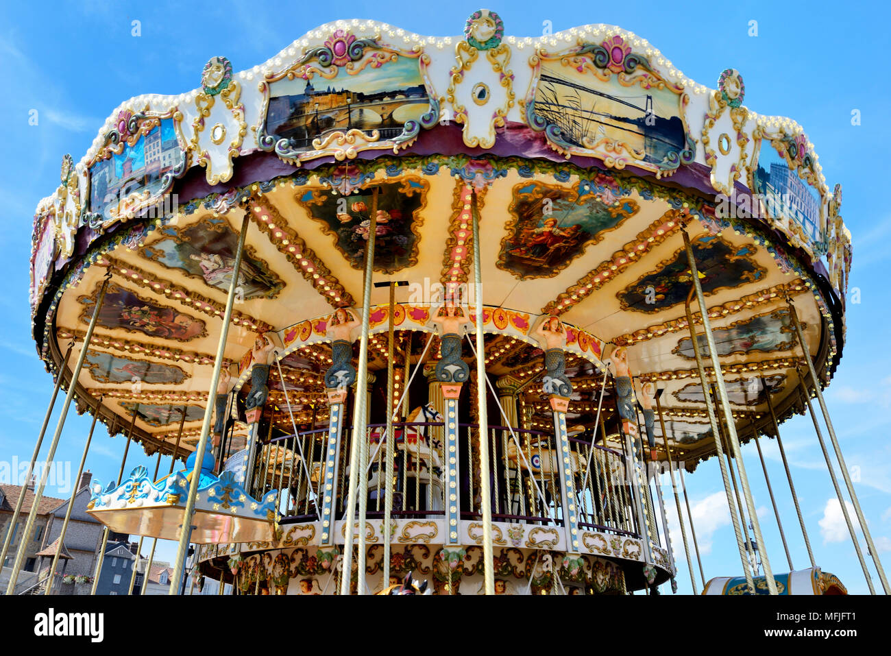 Vintage Carousel, Quai Sainte Etienne, Honfleur, Calvados, Basse ...