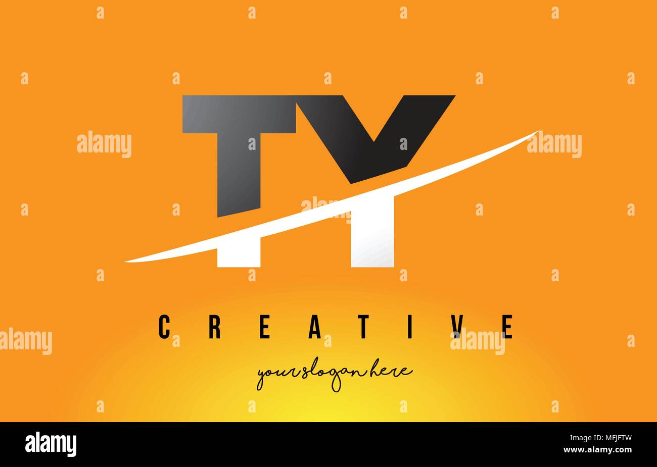 TY T Y Letter Modern Logo Design with Swoosh Cutting the Middle Letters ...