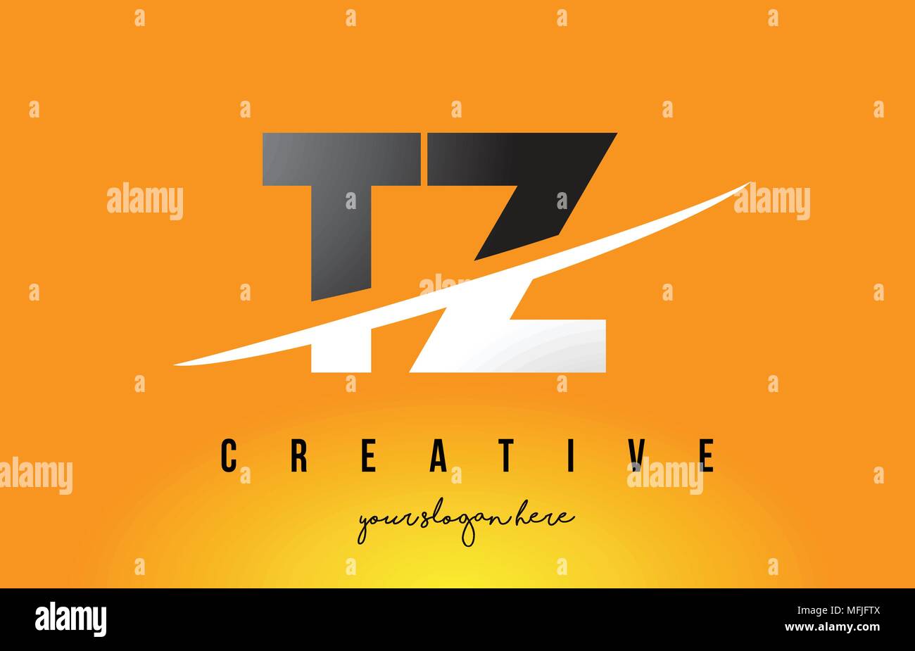 TZ T Z Letter Modern Logo Design with Swoosh Cutting the Middle Letters ...