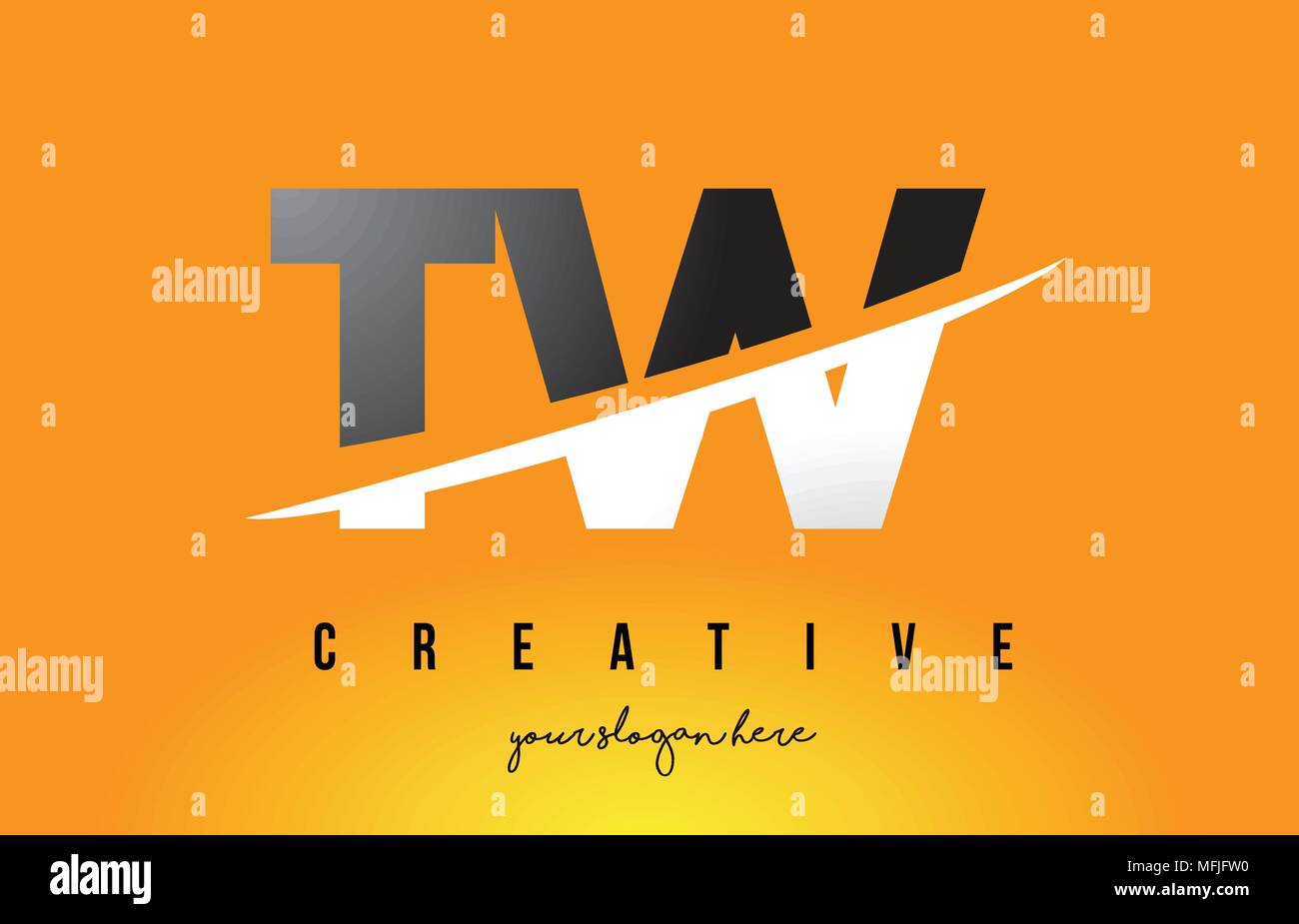 TW T W Letter Modern Logo Design with Swoosh Cutting the Middle Letters ...