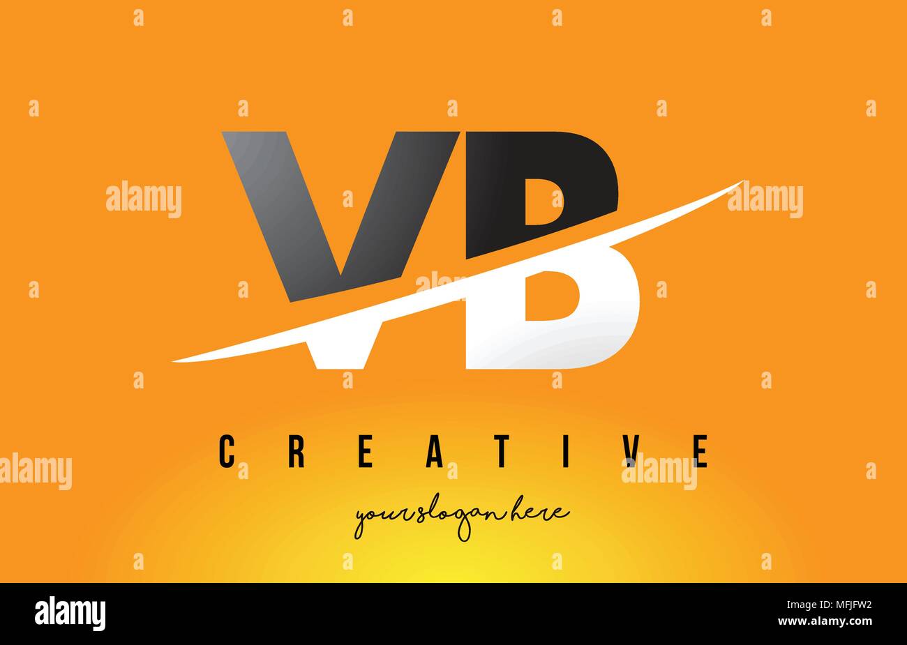 VB V B Letter Modern Logo Design with Swoosh Cutting the Middle Letters ...