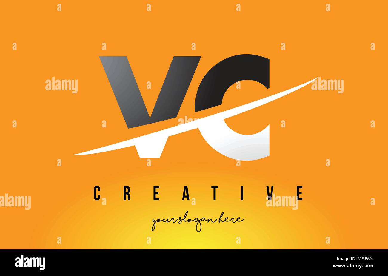 VC V C Letter Modern Logo Design with Swoosh Cutting the Middle Letters ...