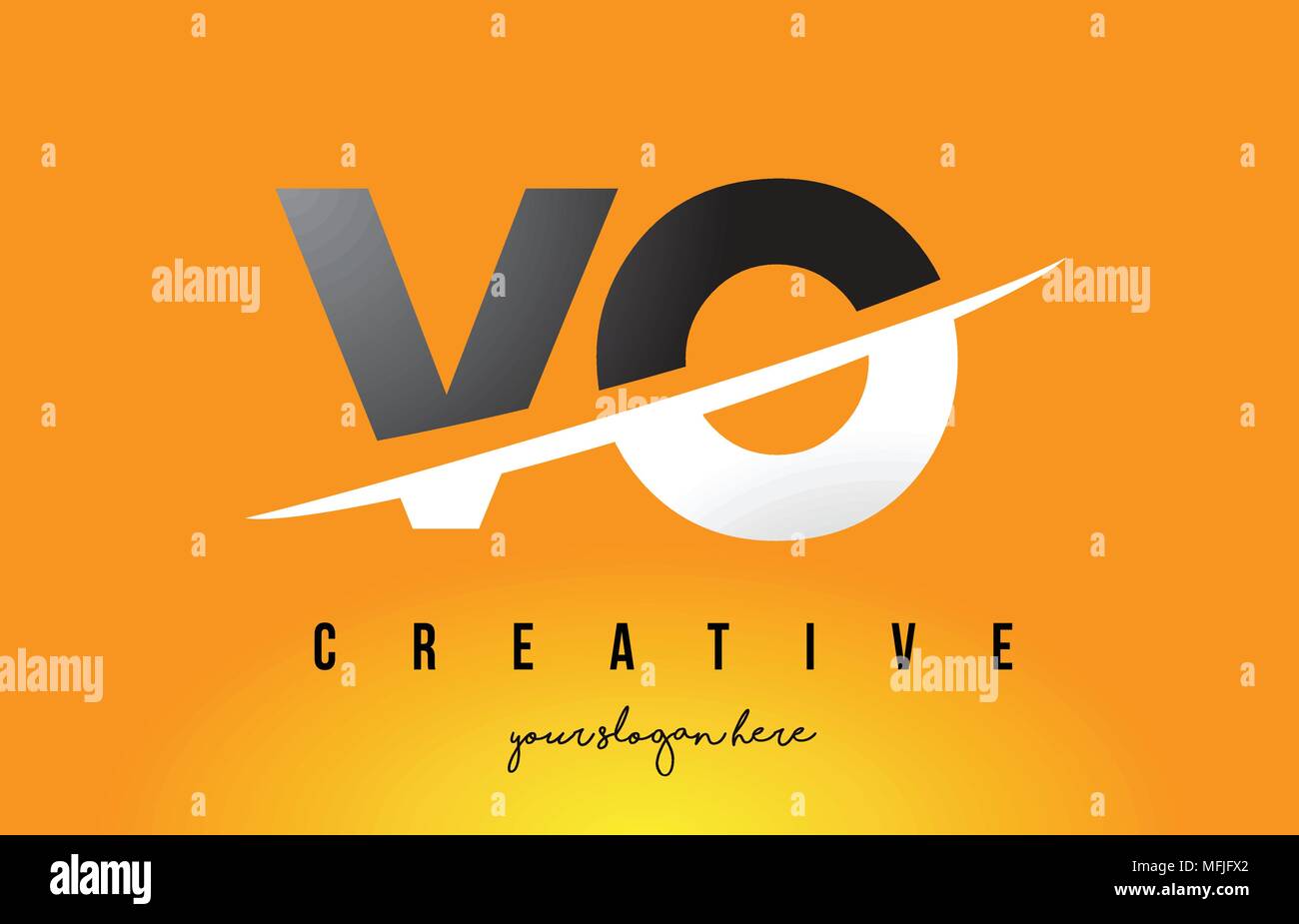 VO V O Letter Modern Logo Design with Swoosh Cutting the Middle Letters ...
