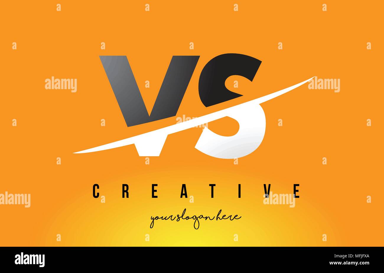 VS V S Letter Modern Logo Design with Swoosh Cutting the Middle Letters ...