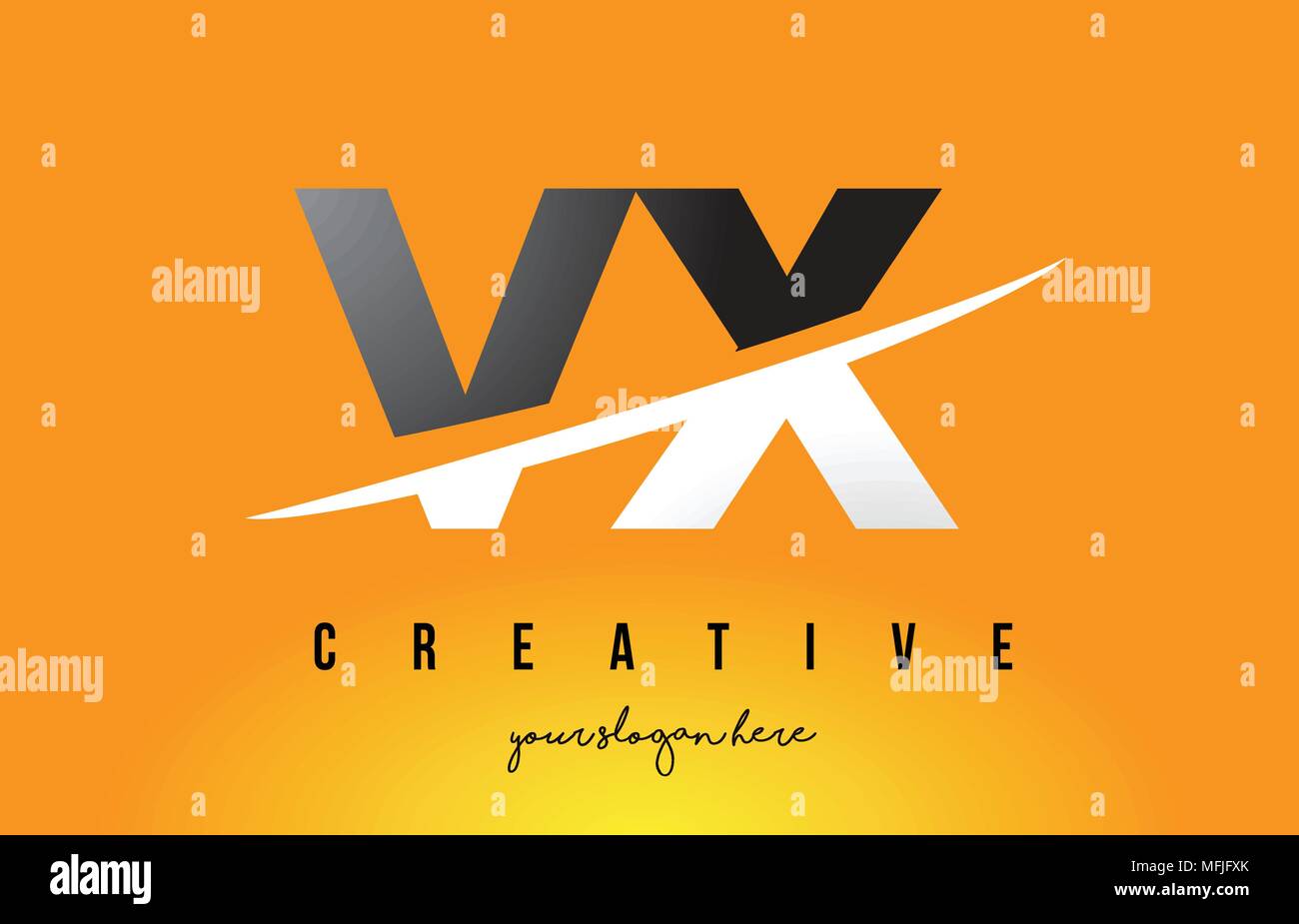 VX V X Letter Modern Logo Design with Swoosh Cutting the Middle Letters ...