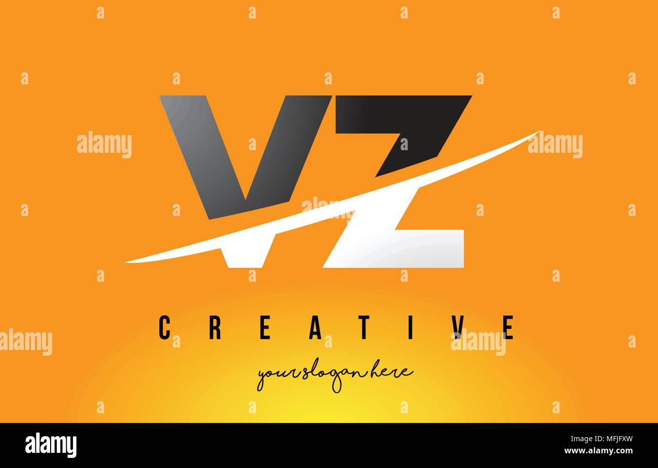 VZ V Z Letter Modern Logo Design with Swoosh Cutting the Middle Letters ...