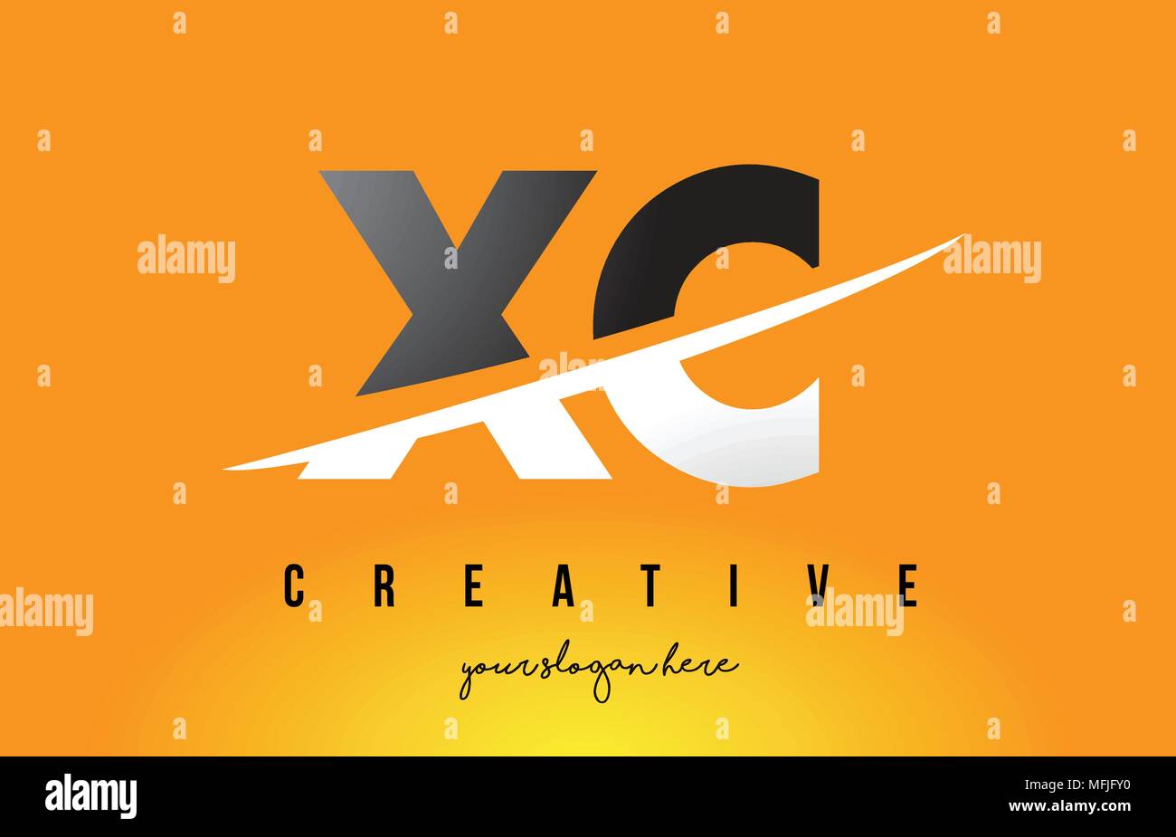XC X C Letter Modern Logo Design with Swoosh Cutting the Middle Letters ...
