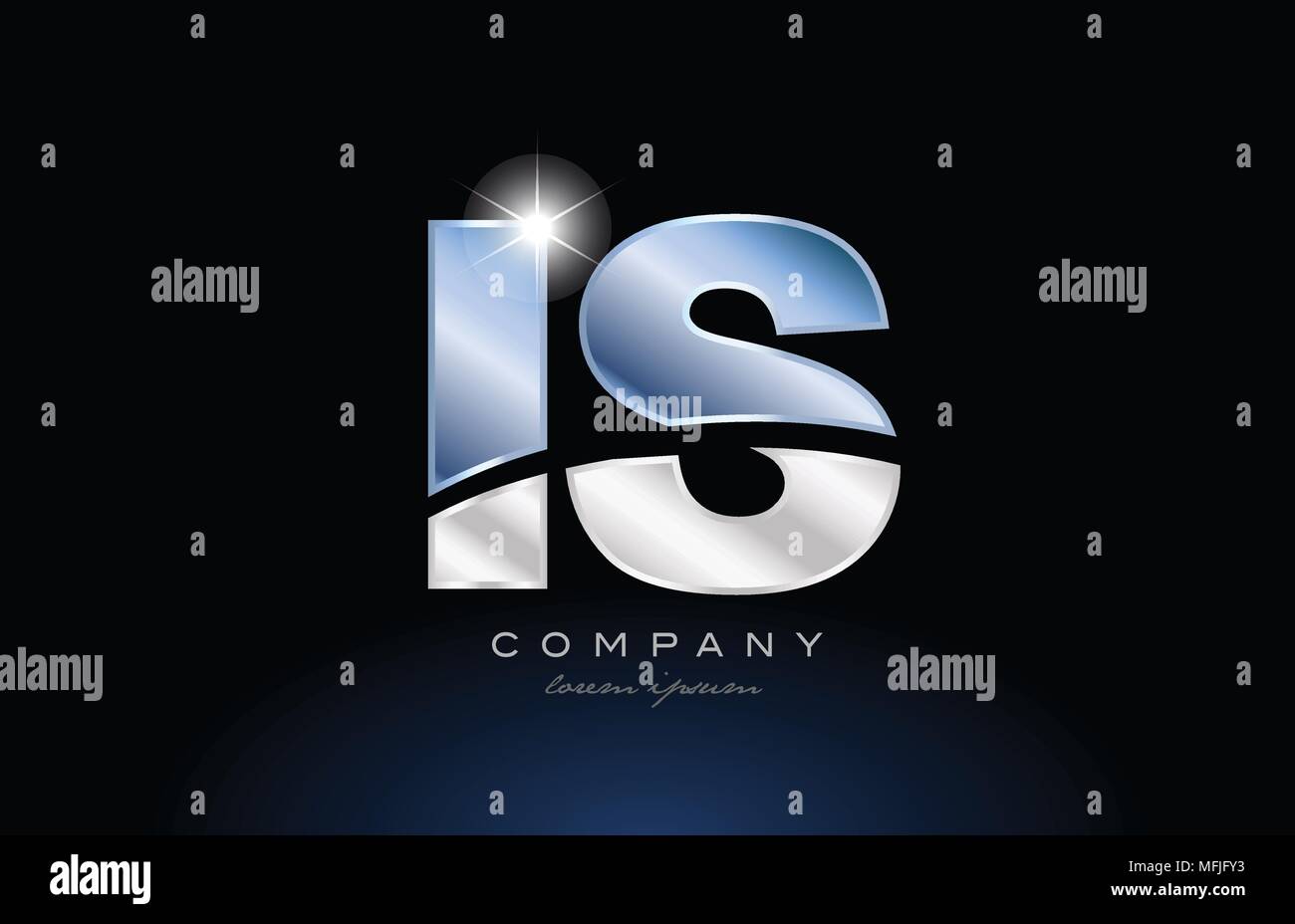 alphabet letter is i s logo design with metal blue color suitable for a ...