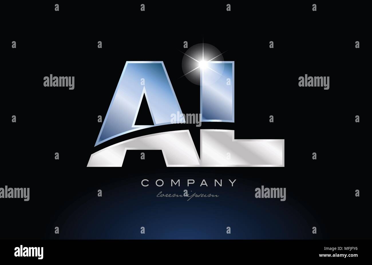 alphabet letter al a l logo design with metal blue color suitable for a ...