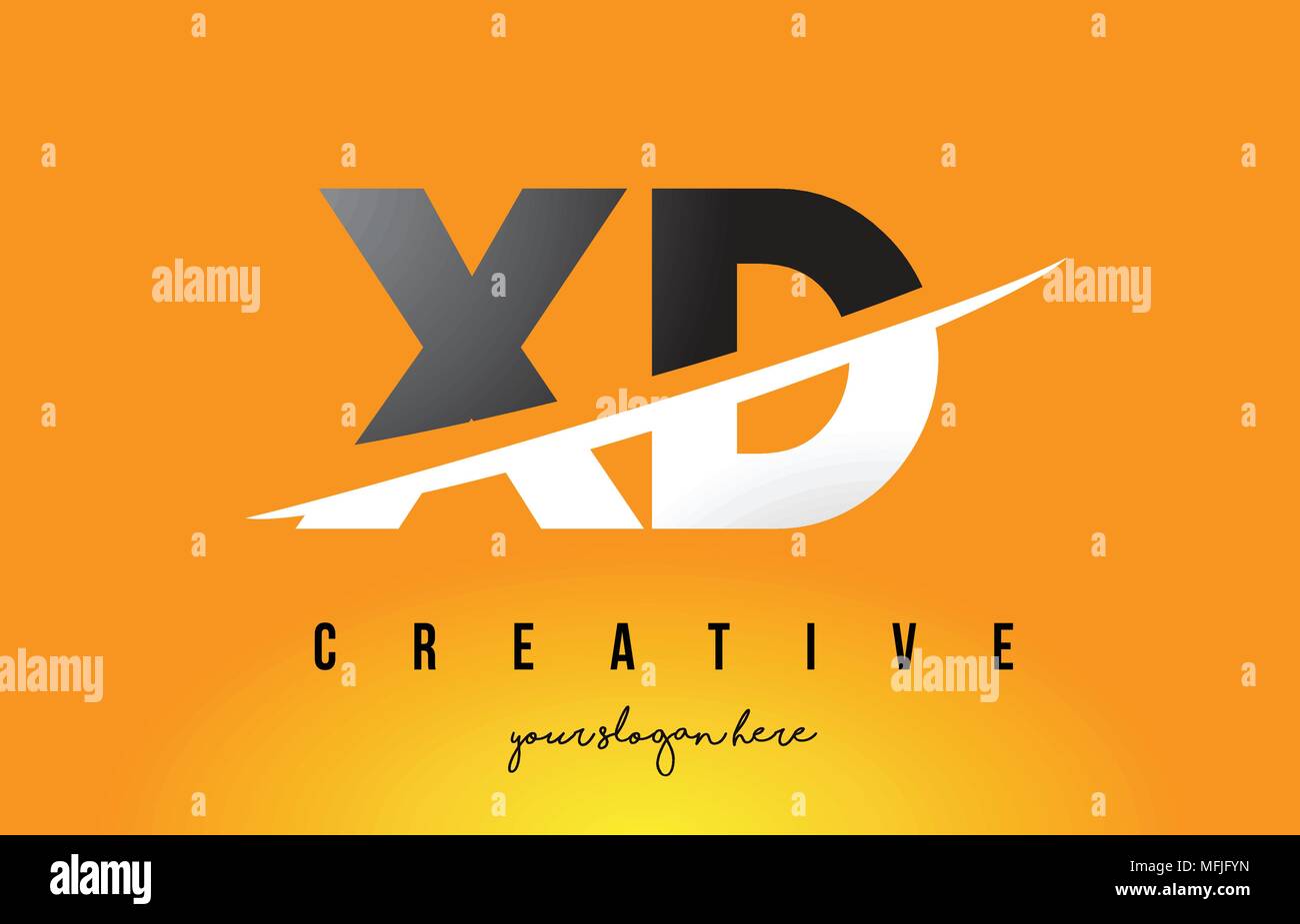 XD X D Letter Modern Logo Design with Swoosh Cutting the Middle Letters ...