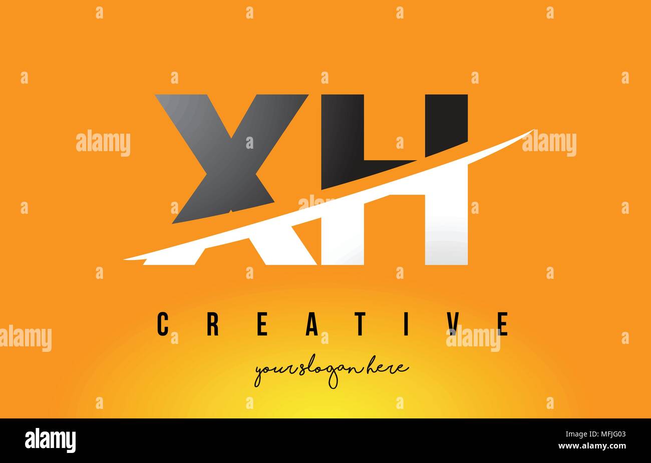 XH X H Letter Modern Logo Design with Swoosh Cutting the Middle Letters ...