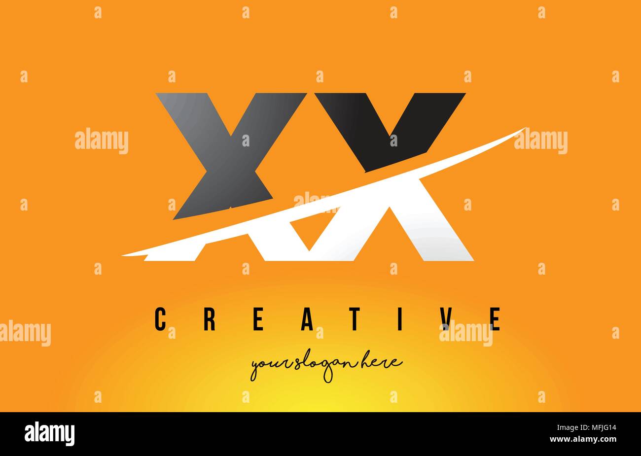 XX X X Letter Modern Logo Design with Swoosh Cutting the Middle Letters ...