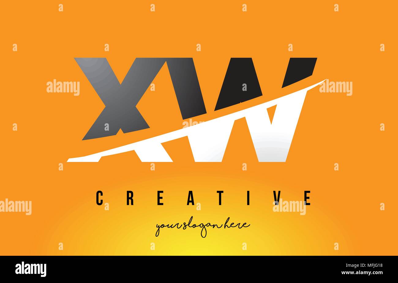 XW X W Letter Modern Logo Design with Swoosh Cutting the Middle Letters ...