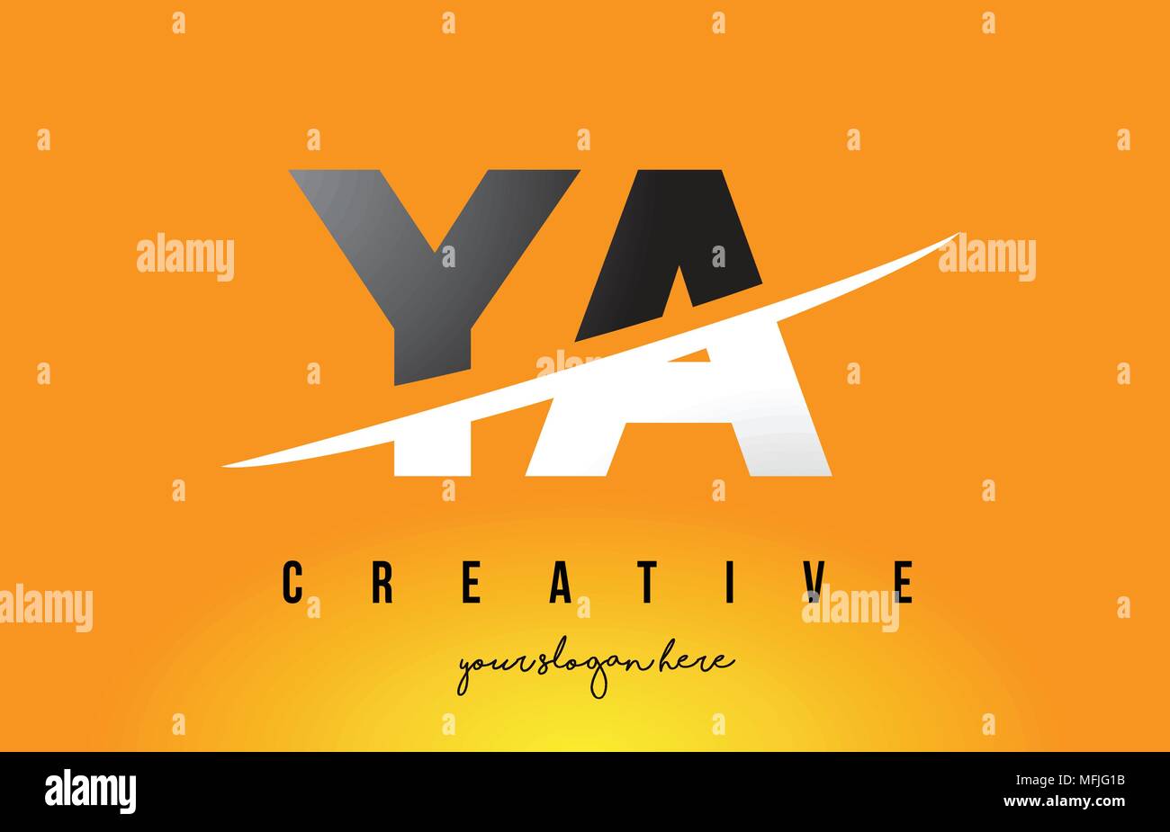 YA Y A Letter Modern Logo Design with Swoosh Cutting the Middle Letters ...