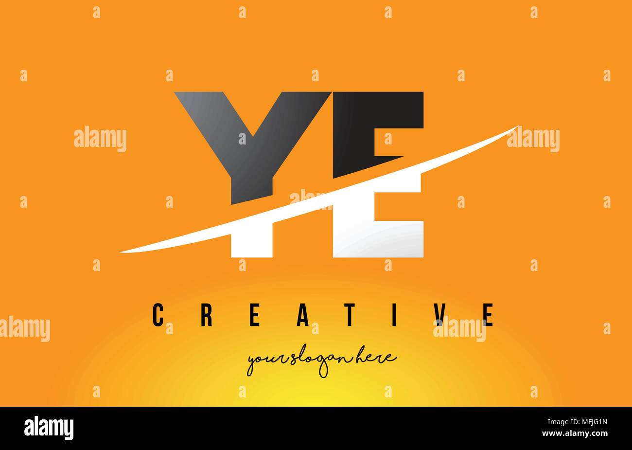 YE Y E Letter Modern Logo Design with Swoosh Cutting the Middle Letters ...